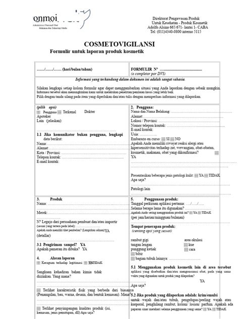 Anmat Formulir Kosmetovigilans Pdf