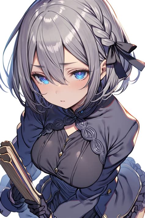 1girl Blue Eyes Grey Hair B Image Created By Tensor Art