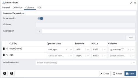 Index Dialog PgAdmin 4 7 8 Documentation