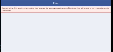 App Not Active Whenever I Try To Log Into Any Game With Facebook This