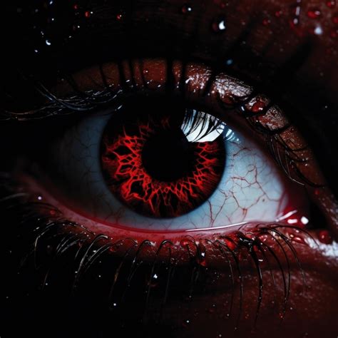 Premium Ai Image Dark Red Evil Eye Staring In The Darkness Generative Ai