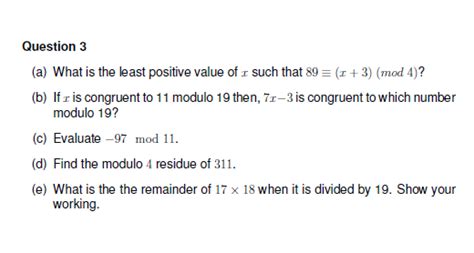Solved Question 3 A What Is The Least Positive Value Of