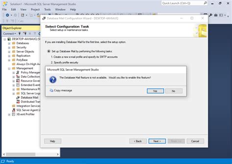 how to setup database mail in sql server ssms