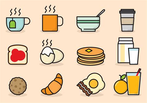 Cute Breakfast Icons 140972 Vector Art At Vecteezy