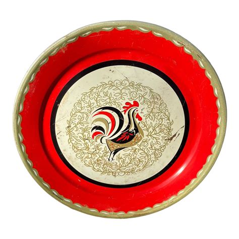 Mid Century Mod Vintage 1950s Red Metal Marcelline Stoyke Rooster
