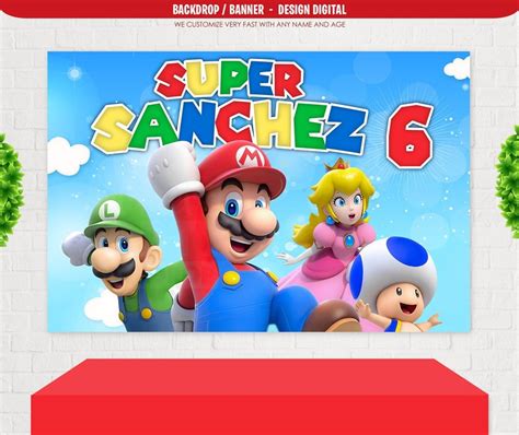 Super Mario Bros Backdrop Super Mario Party Mario Backdrop Digital