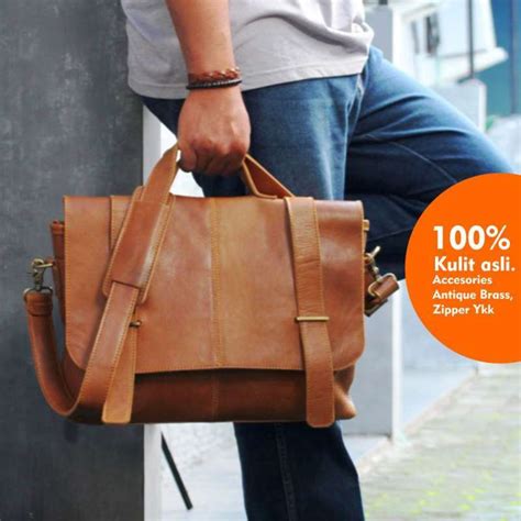 Jual Tas Slempang Kulit Maldini Briefcase On Camel Tas Laptop Kulit Garut Pria Sling Bag