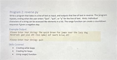 Solved Program 2 Reversepy Write A Program That Takes In A