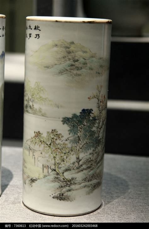 清朝浅绛山水帽筒高清图片下载 红动中国