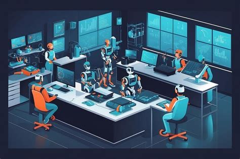 Premium Photo Depict A Robotics Lab With Students Developing Ai