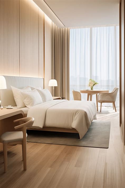 窗帘床头灯酒店客房室内设计效果图摄影图 花瓣网