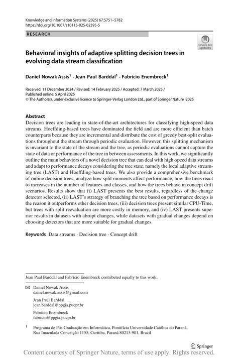 Behavioral Insights Of Adaptive Splitting Decision Trees In Evolving Data Stream Classification