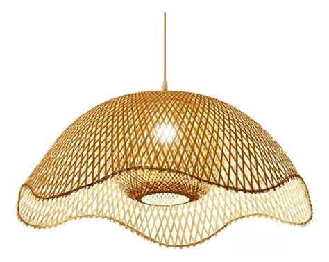 Lámpara colgante tipo candelabro en forma de cúpula de ratán de fibra