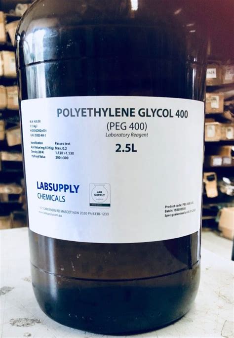 Peg 400 Polyethylene Glycol 25l Lr Bacteriostatic Water Supply Co