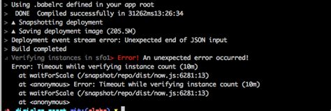 Timeout While Verifying Instance Count · Issue 1247 · Vercelvercel · Github