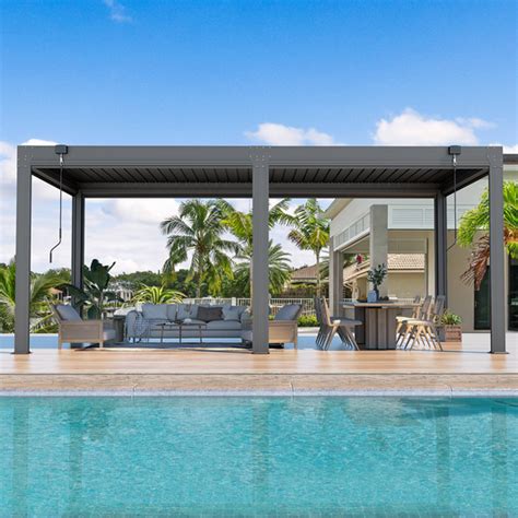 10x20 Aluminum Pergola With Pull Down Screen Erommy Erommy