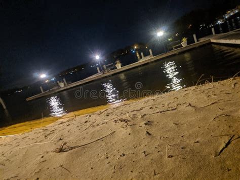 Night On The Dock Stock Image Image Of Lights Lake 165696125