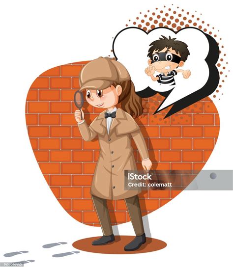 Detective Looking For Clues In Template Stock Illustration Download
