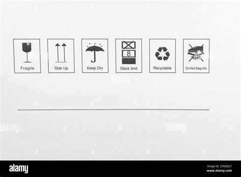 Symbols Fragile Or Handling With Care Keep Dry Side Up Stack Limit Recyclable Do Not Step