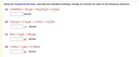 Solved Using The Supplemental Data Calculate The Standard Chegg
