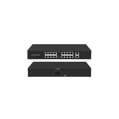 16 Ports 200w Power Supply Poe Switch 48v With 2 Gigabit Ethernet