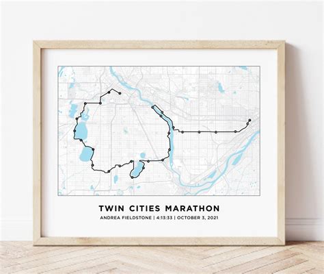 Twin Cities Marathon Map Personalized Twin Cities Marathon Etsy
