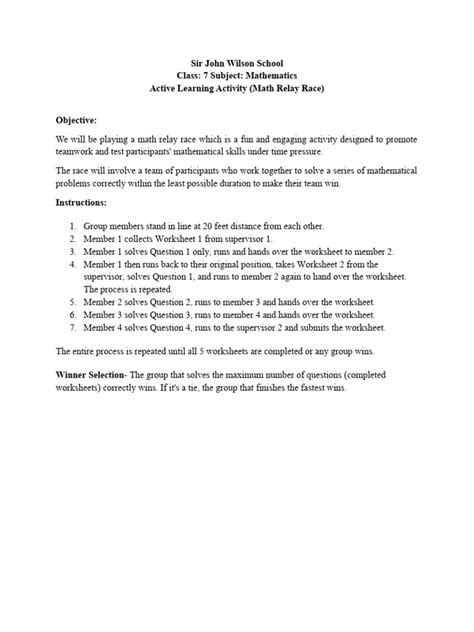 Cl7 Relay Race Instructions Pdf