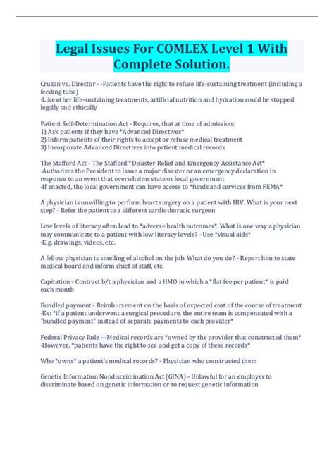 Exam Elaborations Comlex Level 1 With Complete Solution Comlex Level 1 Stuvia Us