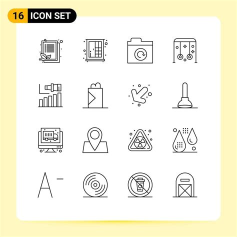 Editable Vector Line Pack Of 16 Simple Outlines Of Long Swing Folder