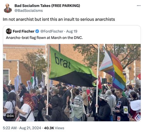 Anarcho Brat Flag At Dnc March Twitter Discourse Anarcho Brat Flag Know Your Meme