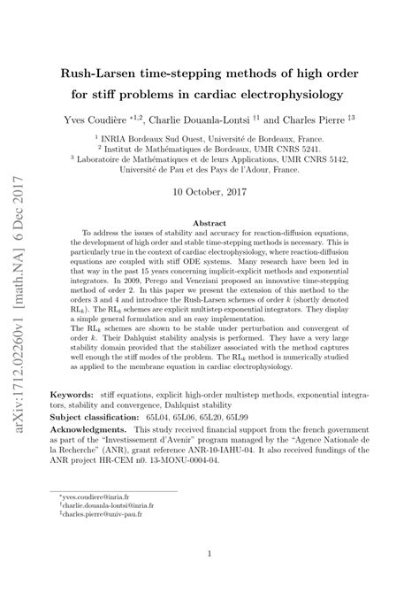 Pdf Rush Larsen Time Stepping Methods Of High Order For Stiff