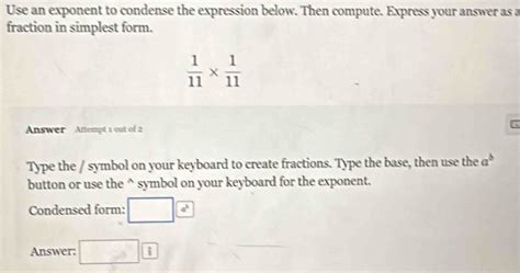 Solved Use An Exponent To Condense The Expression Below Then Compute