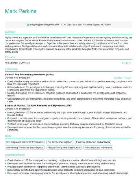 Certified Fire Investigator Resume Template Resumegemini Online