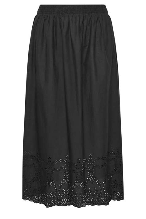 Limited Collection Plus Size Black Broderie Anglaise Trim Maxi Skirt