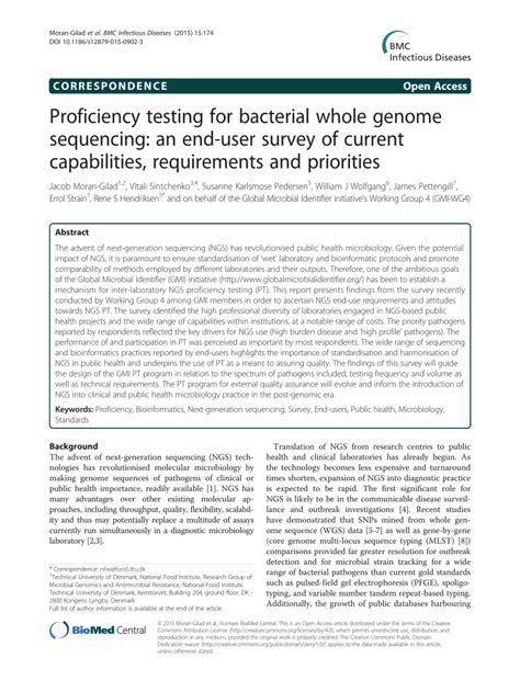 Pdf Proficiency Testing For Bacterial Whole Genome Sequencing An End