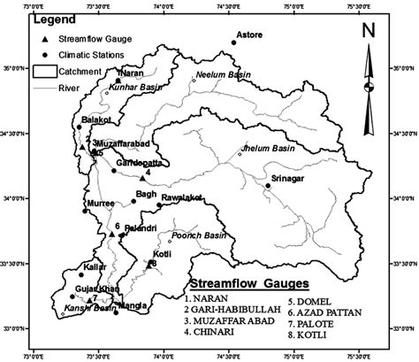 The Mangla Watershed Showing Sub Basins River Network Climatic