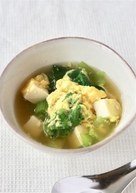 青梗菜と豆腐のかき玉スープ By Cureo 管理栄養士監修のレシピ検索・献立作成：おいしい健康 高血圧