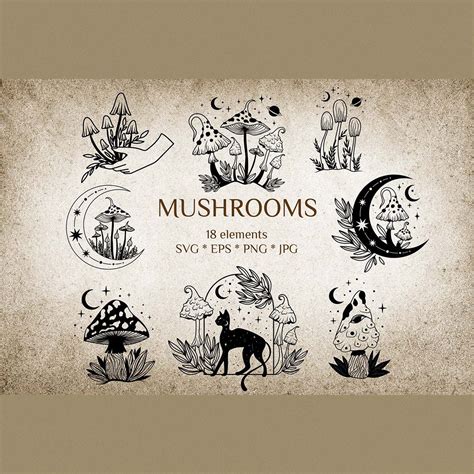 Mystical Mushroom Svg Heavenly Svg Flower Mushrooms Svg M Inspire