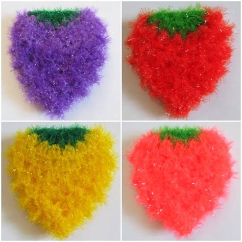 Crochet Eco Dish Scrubbies Strawberry Set Of 6 Etsy