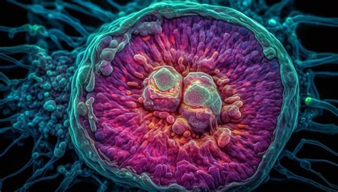 Molecular Structure Of Cancer Cell Under Microscope Generated By Ai