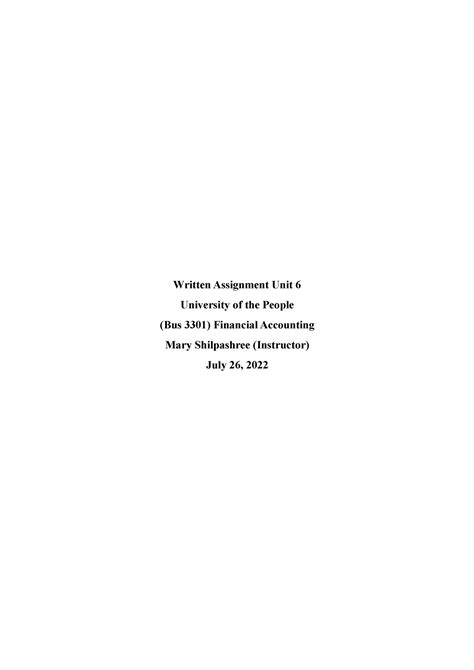 Written Assignment Unit 6 Bus 3301 Written Assignment Unit 6