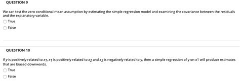 Solved Question 9 We Can Test The Zero Conditional Mean