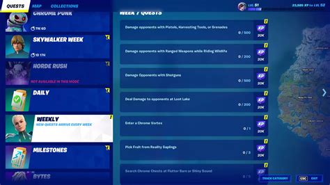 Fortnite Chapter 3 Season 4 Comment Terminer Les Quêtes De La Semaine