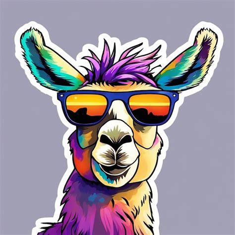 Premium Ai Image Foto De Una Tierna Y Colorida Llama Con Lentes