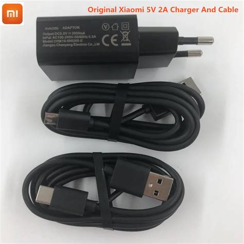 Original XIAOMI Redmi Note Charger Adapter V A Home Wall Charger Micro USB Type C Cable For