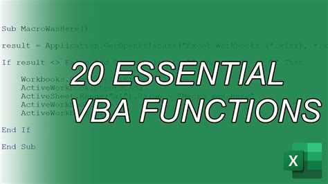 20 Essential Vba Functions Every Programmer Should Know Youtube