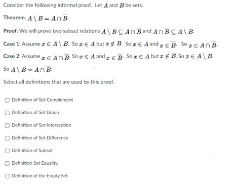Solved Consider The Following Informal Proof Let A And B Be