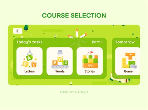 Course Selection For Learning Letters And Numbers Game