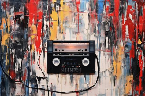 Premium Photo Old Cassette Player With Multicolored Graffiti On The