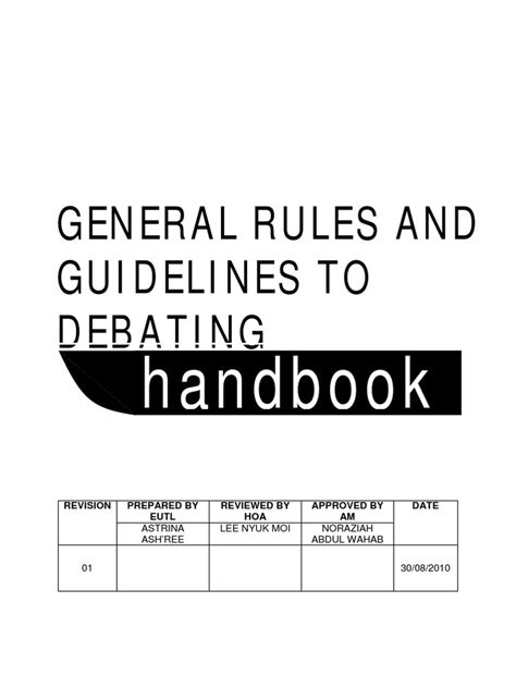 general rules and guidelines to debating handbook pdf argument
